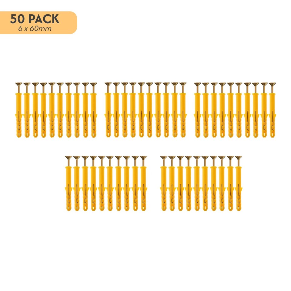 50Pcs Wall Plugs Set Raw Drill Plugs Anchors and With Heavy Duty Screws ...