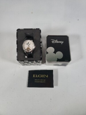 NIB Disney Mickey Mouse Elgin Watch Automatic Analog MKC364 Working ...