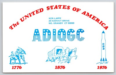 Postcard QSL Card ADIQGC Granby Connecticut CB Radio Bicentennial Rocket | eBay