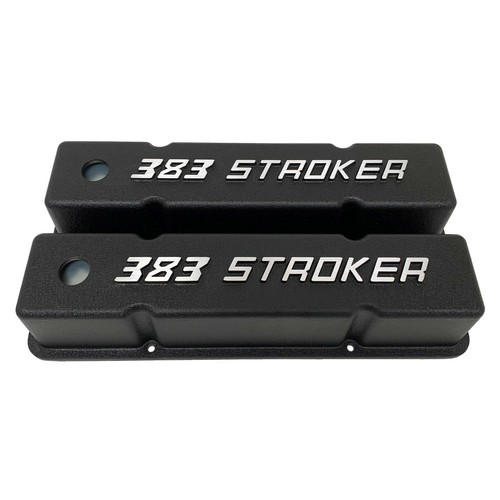 383 STROKER Chevy Valve Covers Black - SBC Tall Raised Logo - Ansen USA ...
