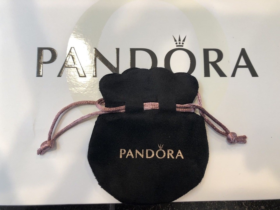 PANDORA Gift Bag Black Velvet Jewelry Pouch Charms Ring Earrings Anti ...