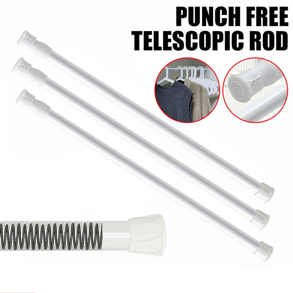 Extendable Spring Loaded Net Rod Telescopic Voile Tension Curtain Rail ...