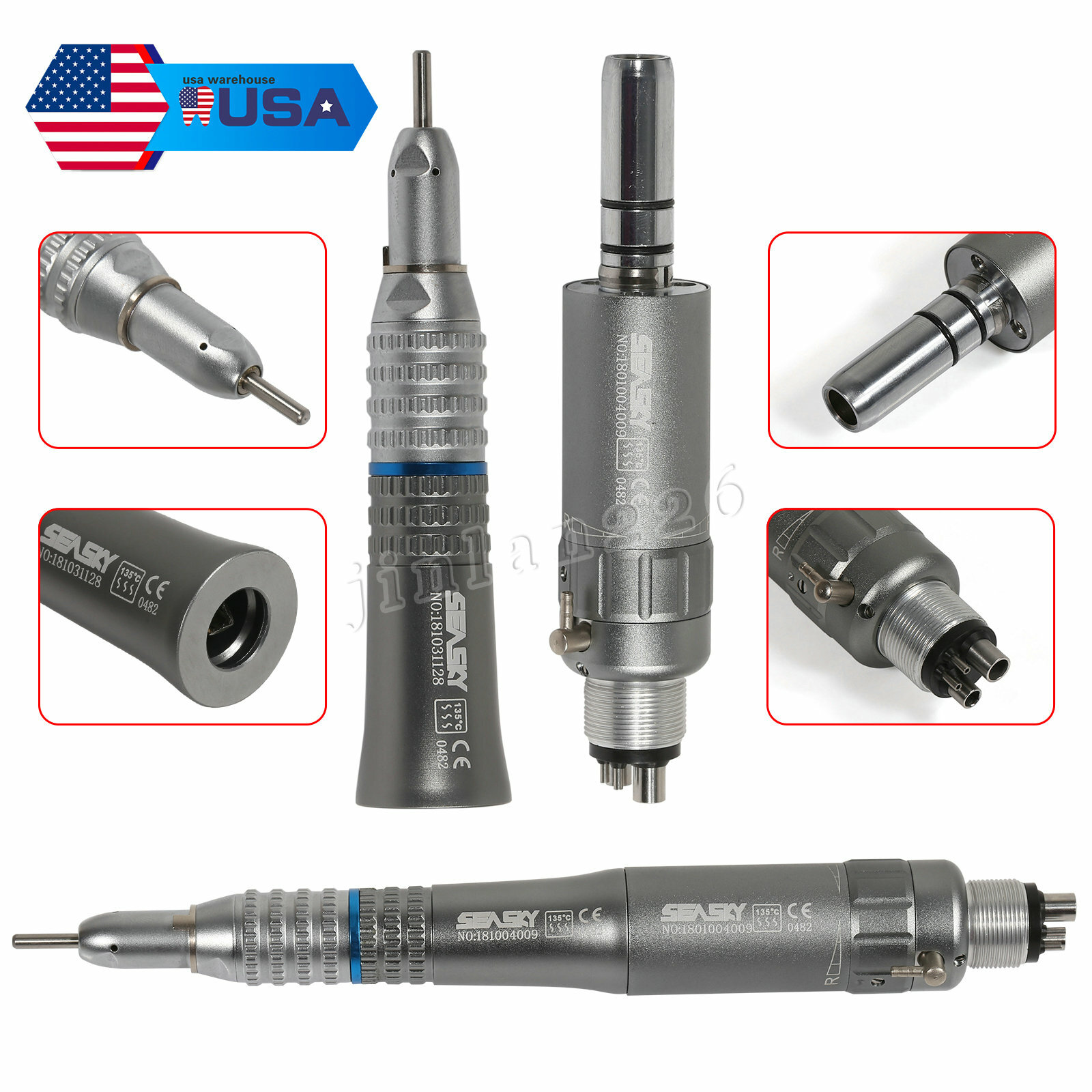 1-5 Dental low Speed Straight Nosecone/ Air motor Handpiece E-type 4H ...