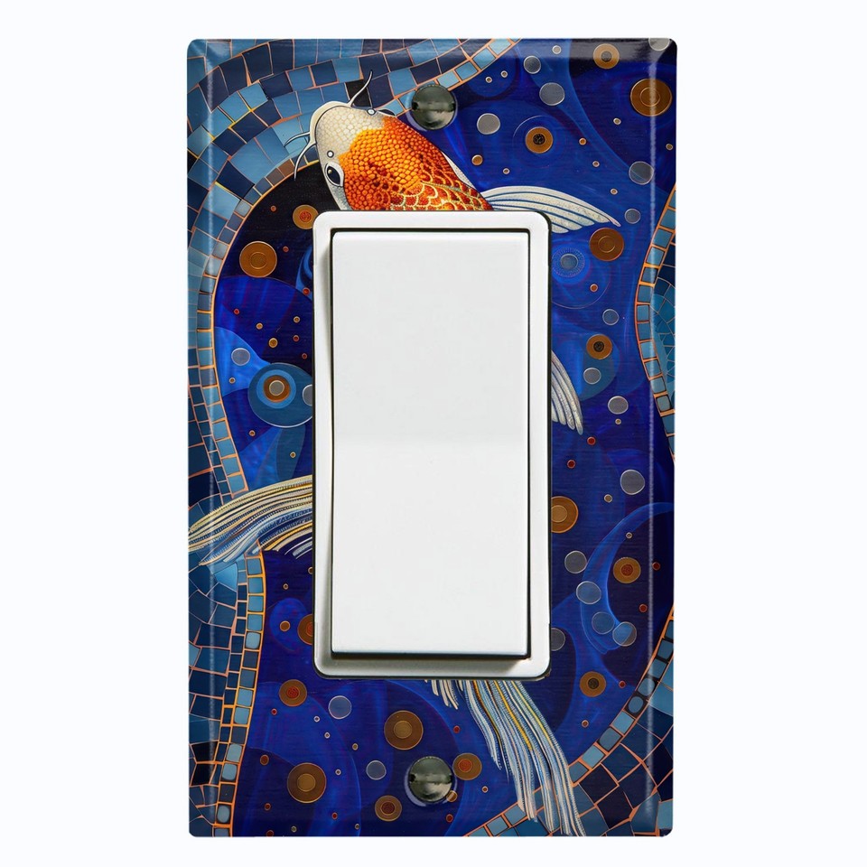 Metal Light Switch Outlet Cover Decorative Wall Plate Orange Koi Fish ...