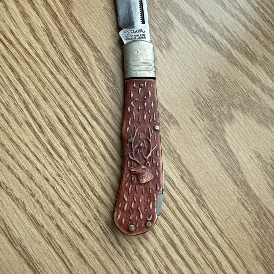 BIG VINTAGE VALOR JAPAN FLINTLOCK LOCKBACK FOLDING BOWIE POCKET KNIFE ...