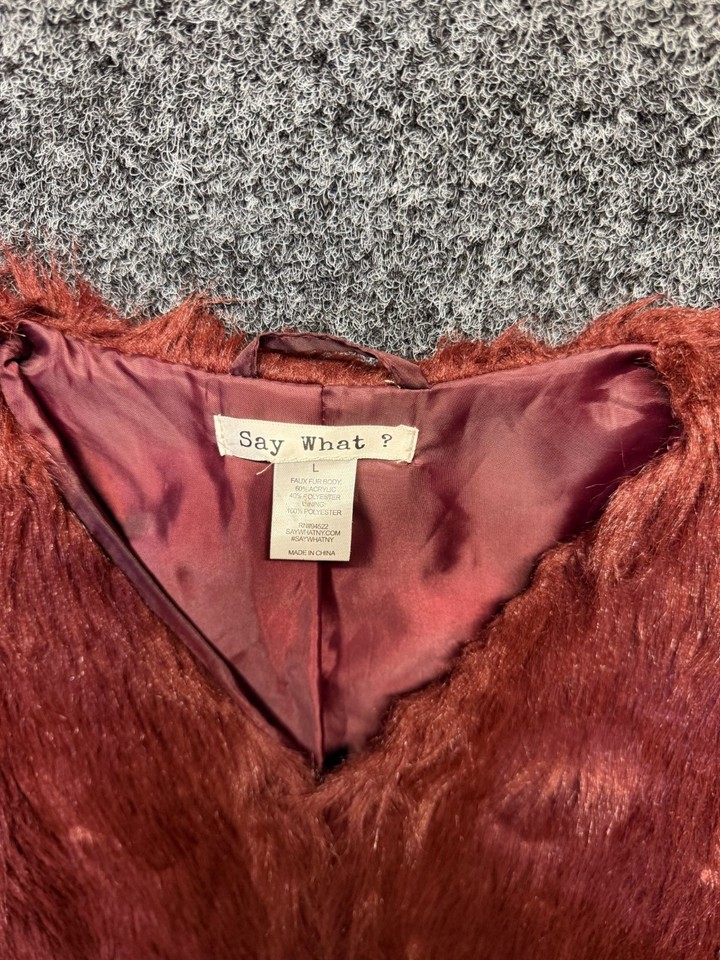 Pre-owned size L "Say What?" brand faux-fur vest a reddish-brown or ...