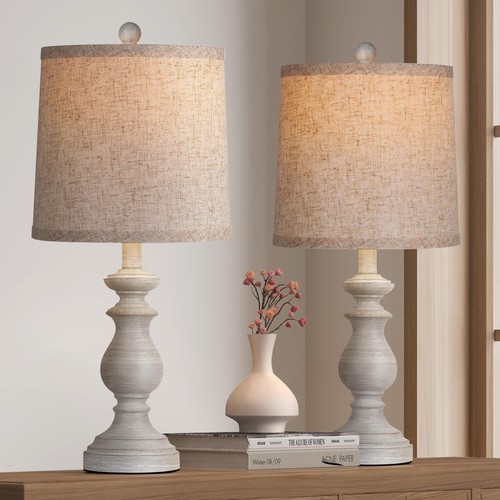 PARTPHONER Traditional Table Lamp Set of 2, Rustic Farmhouse Table ...