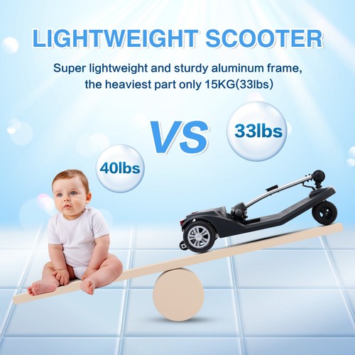 Mobility Scooter Compact Light Wheelchair Airline Approved w Front Rear ...