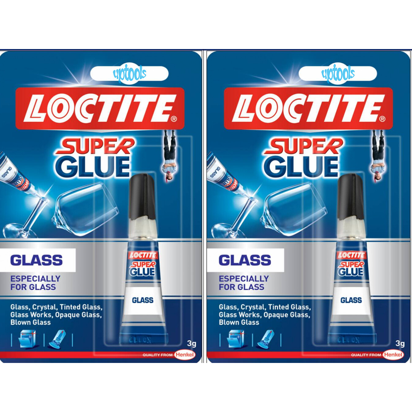 2 x Loctite Super Glue Glass Bond 3G Tube Crystal Tinted Opaque & Blown ...