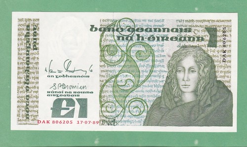 Ireland 1 Pound Note P-70d 17. 07. 89 UNCIRCULATED | eBay