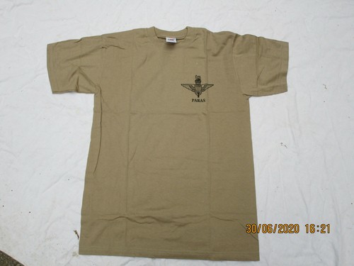 T-Shirt: PARAS, Parachute Regiment, Khaki, Printed Emblem, Size XX ...