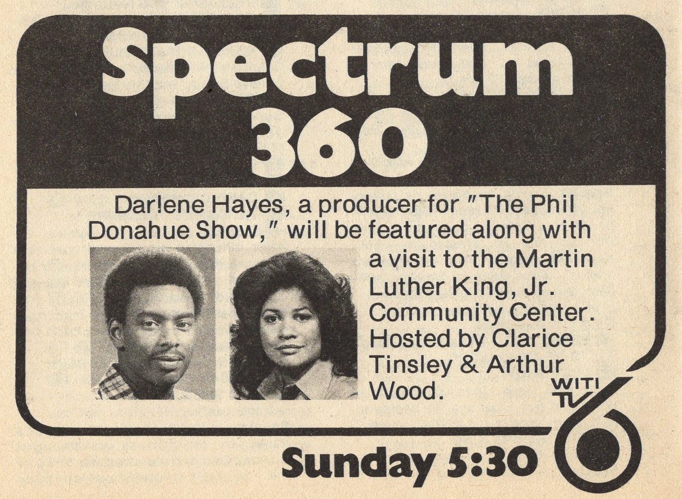 1977 WITI MILWAUKEE TV AD~ARTHUR WOOD & CLARICE TINSLEY HOST SPECTRUM ...