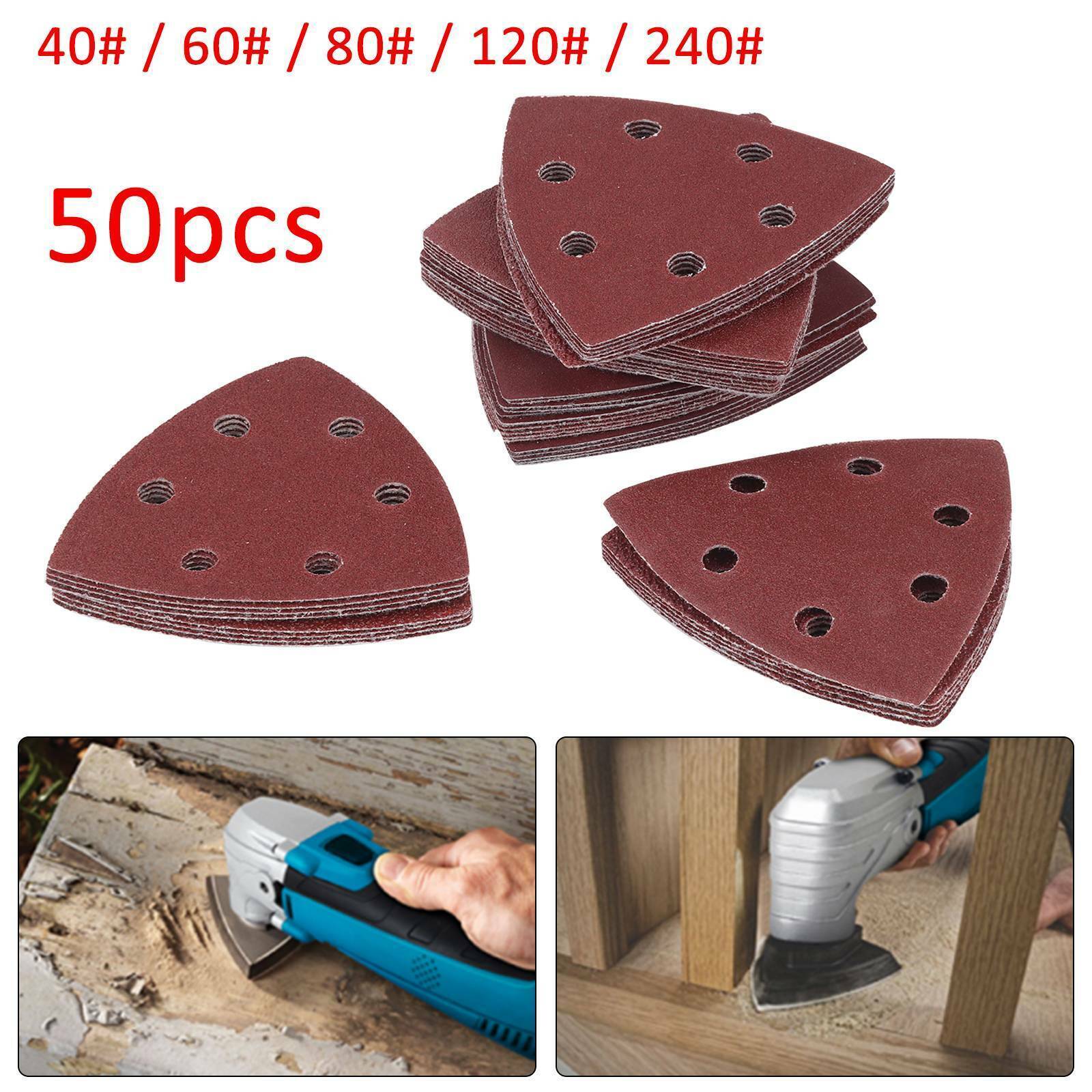 50Pcs Triangle Sanding Pads Sandpaper Assorted for Multi Tool ...
