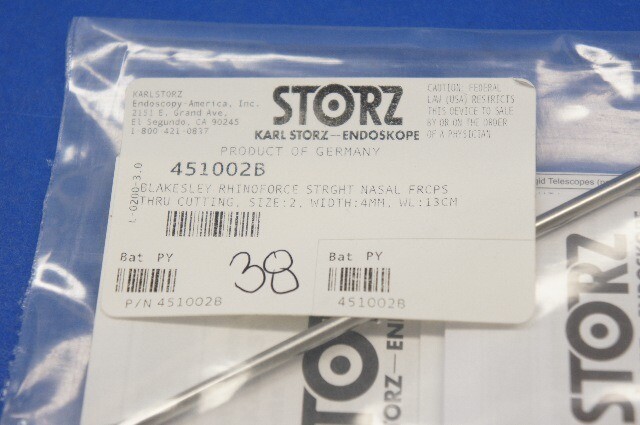 Karl Storz 451002B Blakesley Rhinoforce Size 2 Straight Nasal Forceps ...