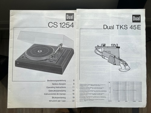 DUAL CS 1254 TURNTABLE & TKS 45E STYLUS MULTILINGUAL OWNER'S MANUALS | eBay