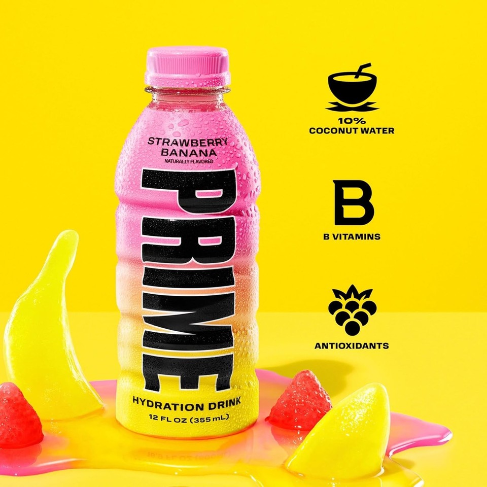 PRIME HYDRATION Variety - ICE POP, Strawberry Banana, Lemonade - 12 oz ...