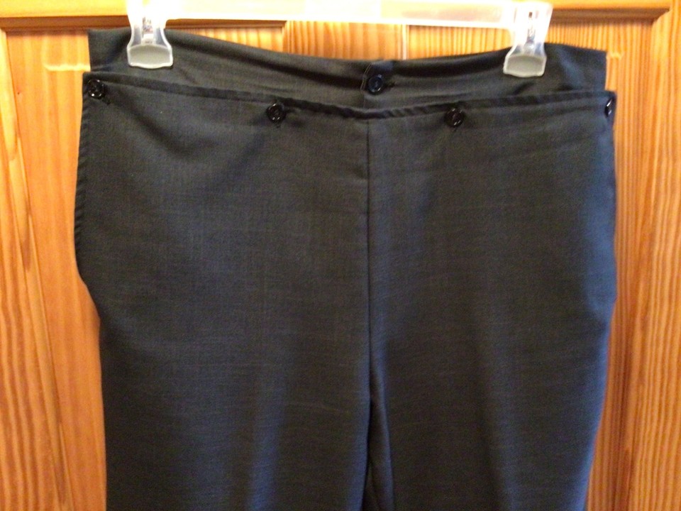 Amish Mennonite Hand Made Charcoal 6-Btn Broadfall Pants W35 EUC Plain ...
