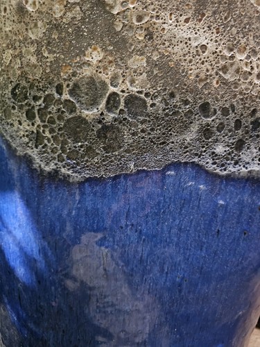 Medium Glazed Atlantis Cone Blue / Frost Proof Pot. D60cm Height 57cm ...