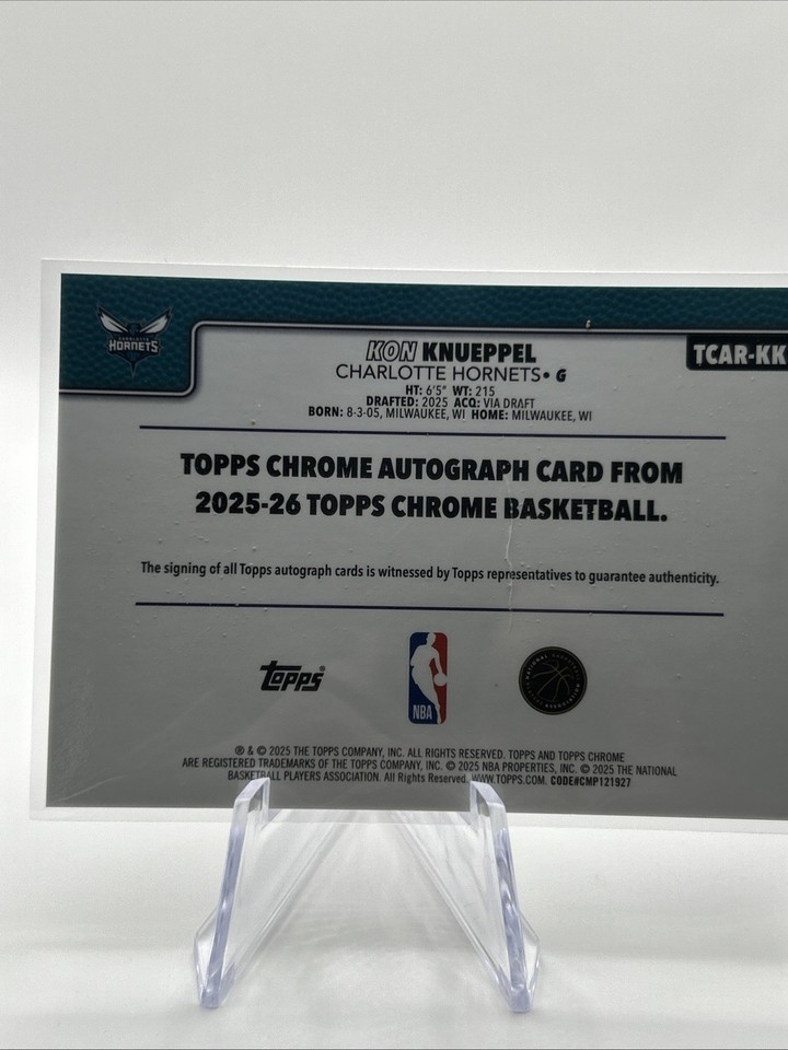 2025 Topps Chrome NBA Kon Knueppel on card Auto-KK CHARLOTTE RC Look At ...