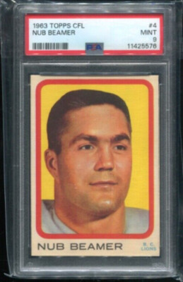 1963 Topps CFL - NUB BEAMER - Card #4 - BC LIONS PSA 9 Pop 5 2 Higher ...