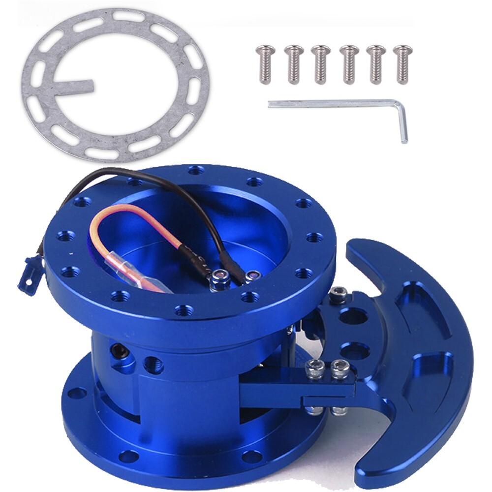 WorksBell Flip Up Tilt Racing Steering Wheel Quick Release Hub Kit Blue ...