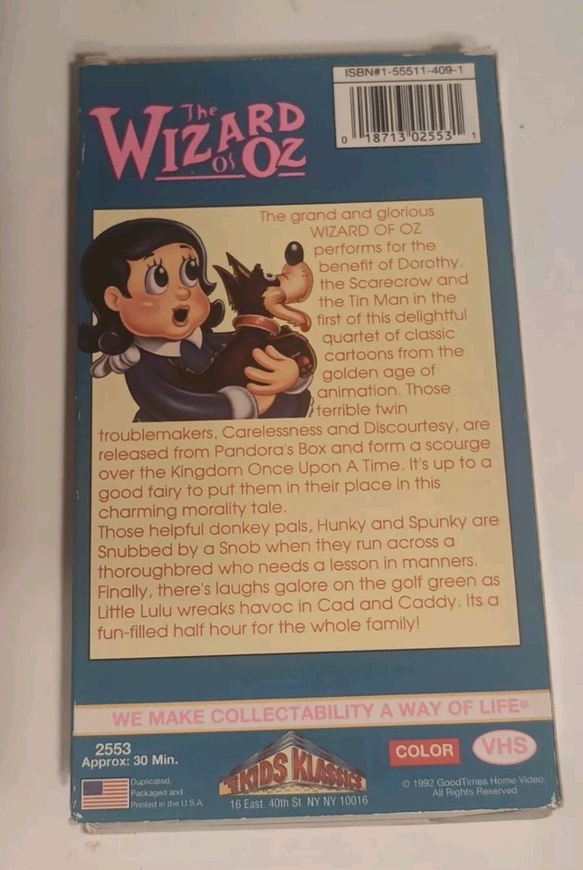 The Wizard of Oz - 4 Color Animated Cartoons (VHS, 1992, Kids Klassics ...