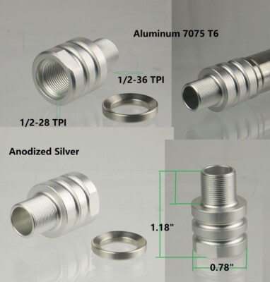 Sil 1/2-28 Thread Protector W 1/2-36 Outside Thread,1/2x28 Convert to 1 ...