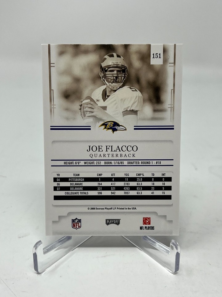 2008 Prestige playoff Joe Flacco Rookie RC Card #151 BUF | eBay