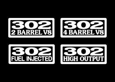 2 DECALS 302 V8 2 4 BARREL HO HIGH OUTPUT FUEL INJECTED 5.0 STICKERS | eBay