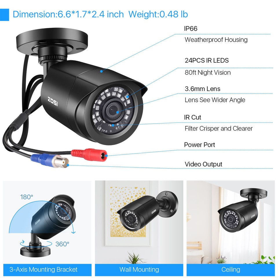 ZOSI 16CH 5mp lite Surveillance Security Camera System DVR 1080P ...