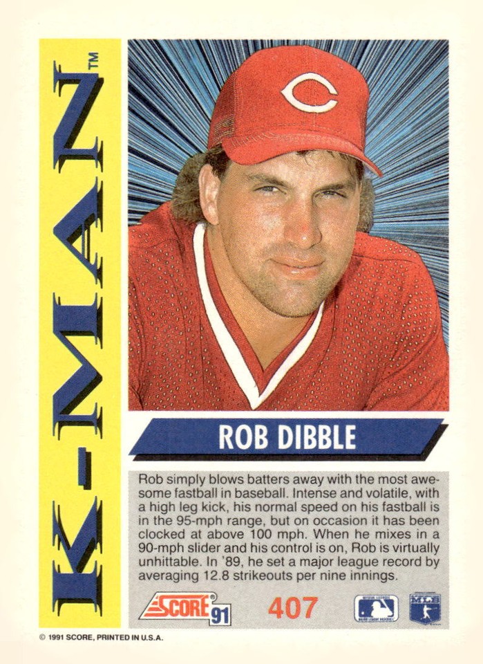 1991 Score #407 Rob Dibble | eBay