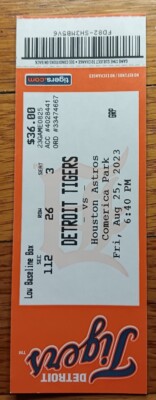 8/25/2023 Detroit Tigers vs Houston Astros Ticket Stub Parker Meadows ...