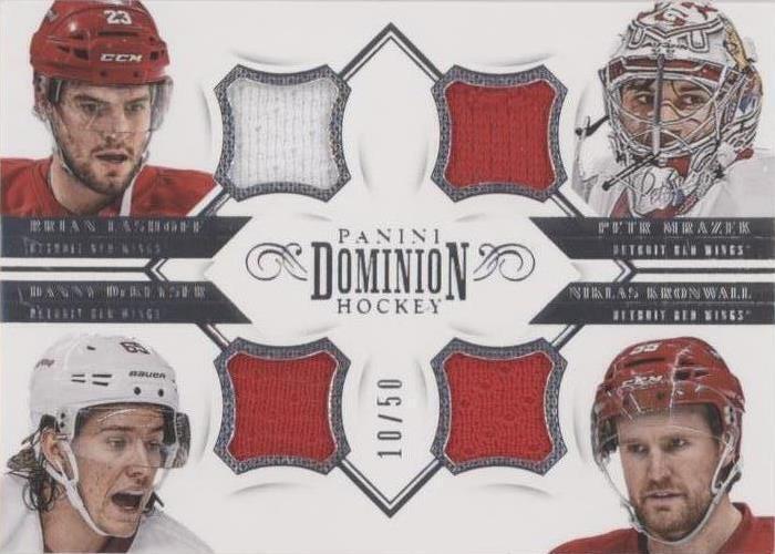 2013-14 Panini Dominion - Quad Jerseys Petr Mrazek, Niklas Kronwall ...
