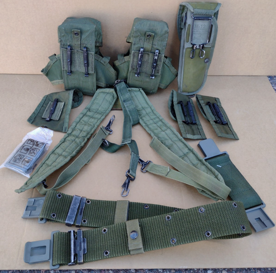 USGI ALICE WEB GEAR LBE SET w/ M12 HOLSTER PISTOL MAG POUCHES PISTOL ...