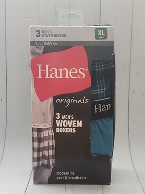 Men's Hanes Originals Ultimate 3-Pack Woven Boxers, XL 40-42", NEW | eBay
