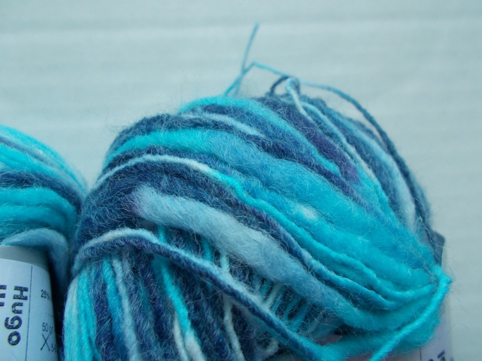 Ice Yarns Hugo Wool wool blend yarn, blue/turquoise, lot of 2 (165 yds ...
