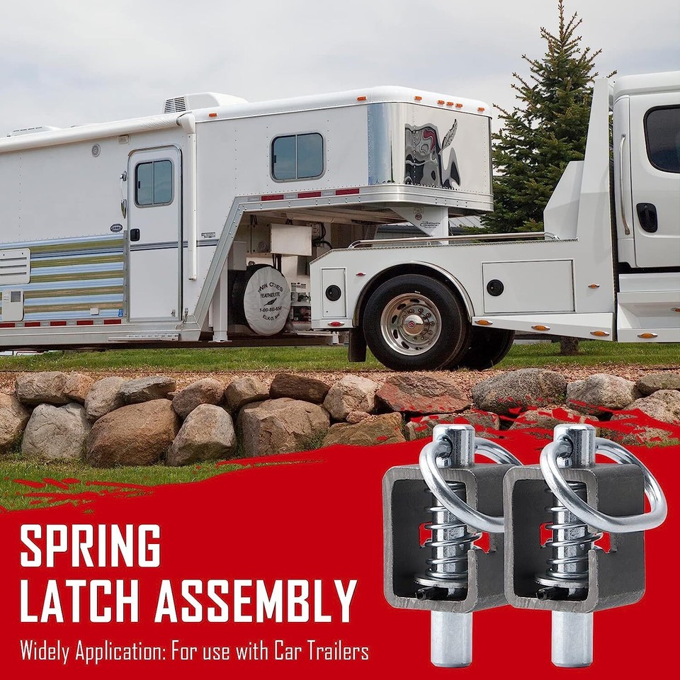2x Utility Steel Spring Trailer Gate Loaded Weld-On Spring Latch Lock ...