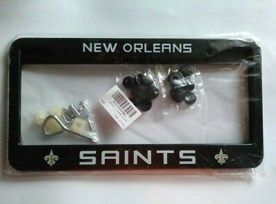 New Orleans Saints Black Metal License Plate Frame Set Front & Back | eBay