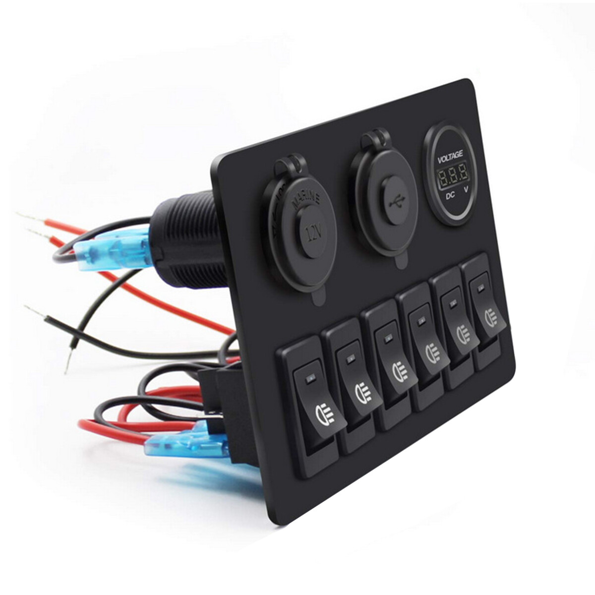 6 Gang Blue Rocker Switch Panel Circuit Breaker LED Waterproof Car ...