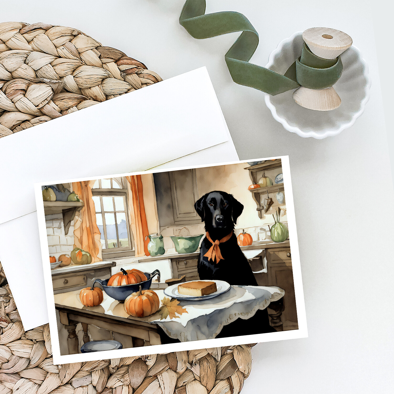 Black Lab Fall Thanksgiving Pumpkins Greeting Cards Envelopes Pack of 8 ...