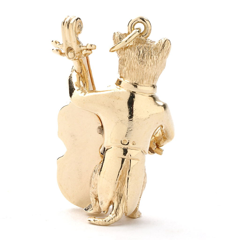 Dankner Vintage Cat Playing Cello Charm 14k Yellow Gold | eBay