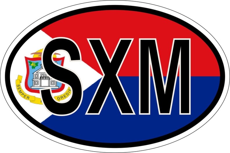 Oval Sticker Flag Country Code SX Saint Martin | eBay