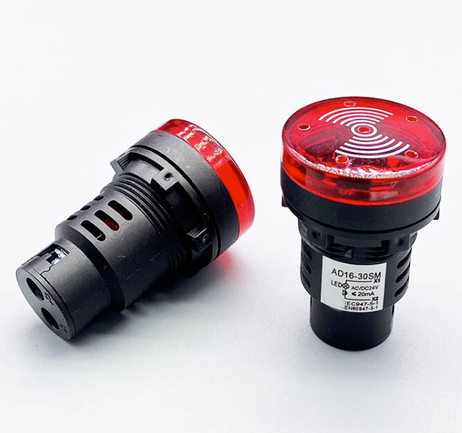 2x Red Buzzer Flash Light Active Beep Indicator φ30mm DC12V 24V AC110V ...