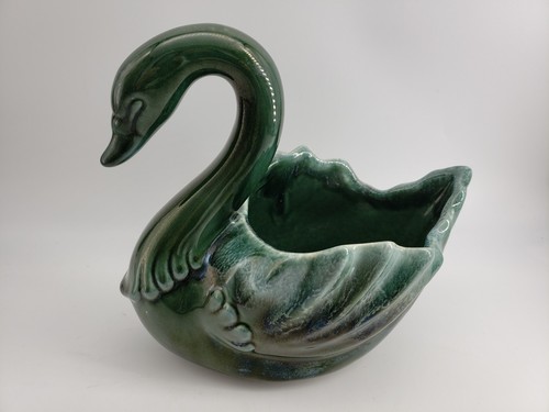 Vintage Hull USA Pottery F71 Green Swan Planter or Dish, 7.5in tall | eBay