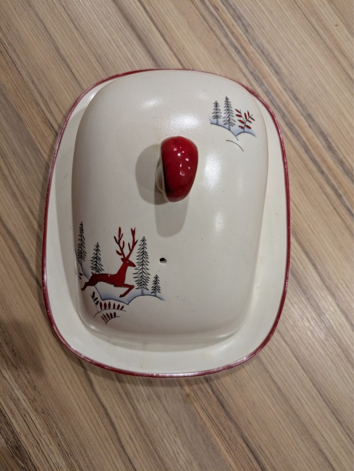 Crown Derby Stockholm Reindeer Cheese Dome with FREE small shaped plate ...