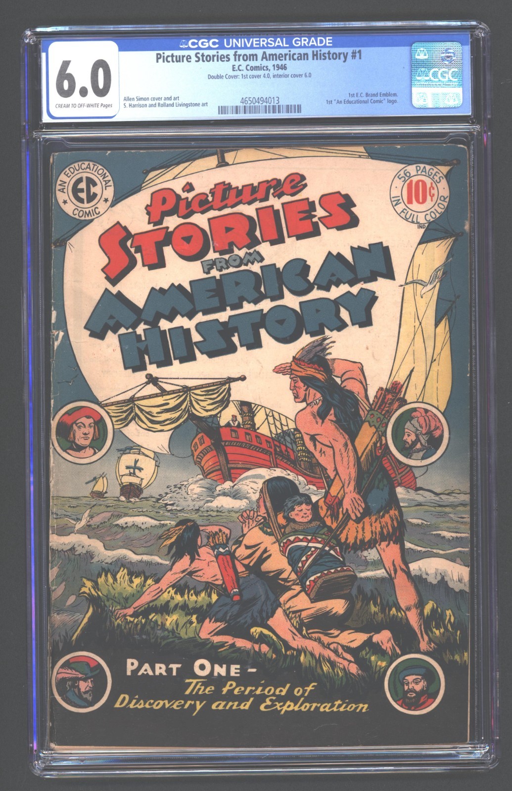 Picture Stories from American History #1 CGC 6.0 DOUBLE COVER 1946 | eBay