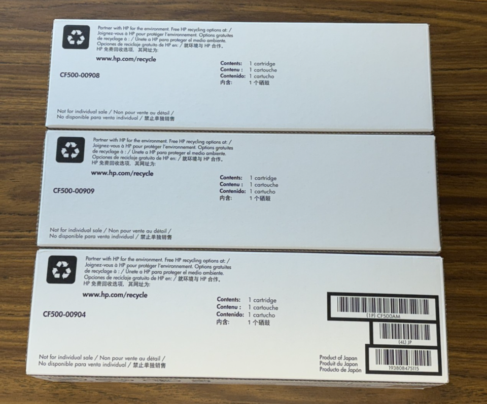 GENUINE HP 202A LaserJet Toner Cartridge 3-Pack Cyan Magenta Yellow ...