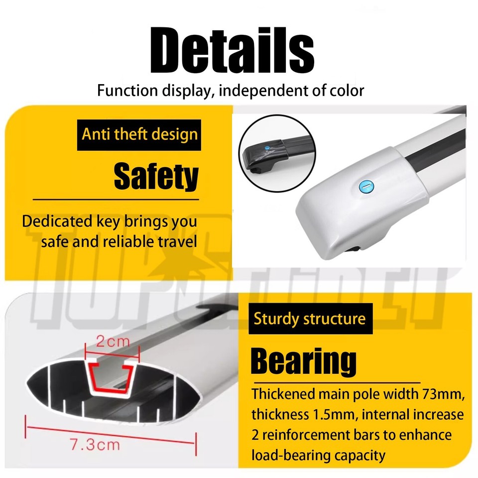 2pcs fit for Lexus GX 550 J250 2024 2025 Lockable Crossbars Roof Rack ...