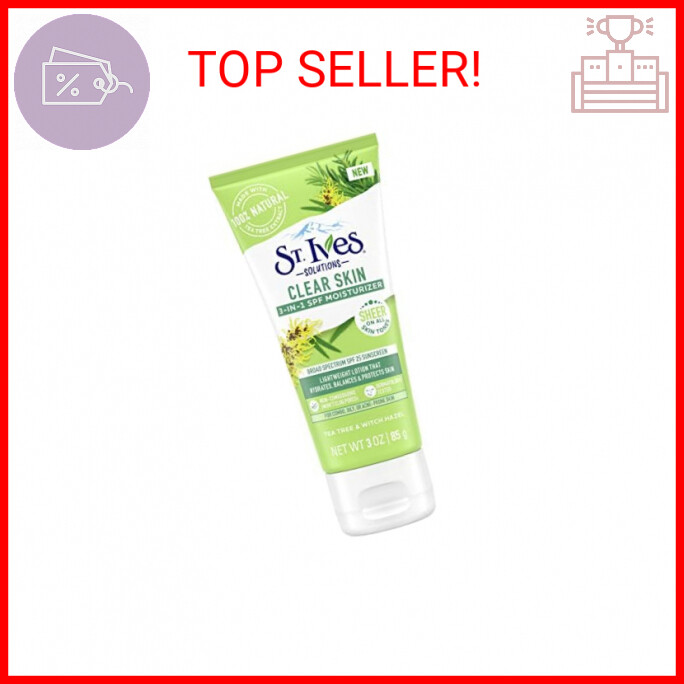 St. Ives Clear Skin Lotion - 3-in-1 SPF 25 Face Moisturizer for Acne ...