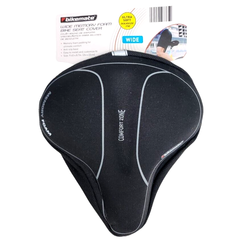 Bikemate Mountain Bike Memory Foam Seat Pad Cover 9.45x8.7" Soft Black ...